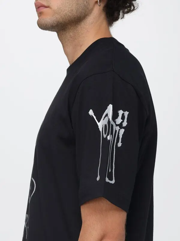 Y3 Dropped Shoulder Bci Cotton T-shirt With A Graphic Print - Black