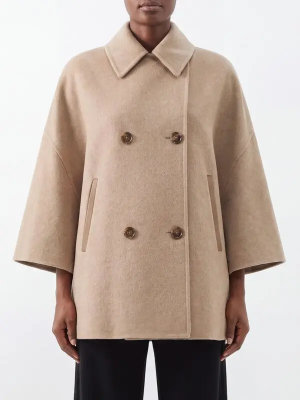 Max Mara Double-breasted Knee-length Cashmere Coat With Dropped Shoulders - Beige