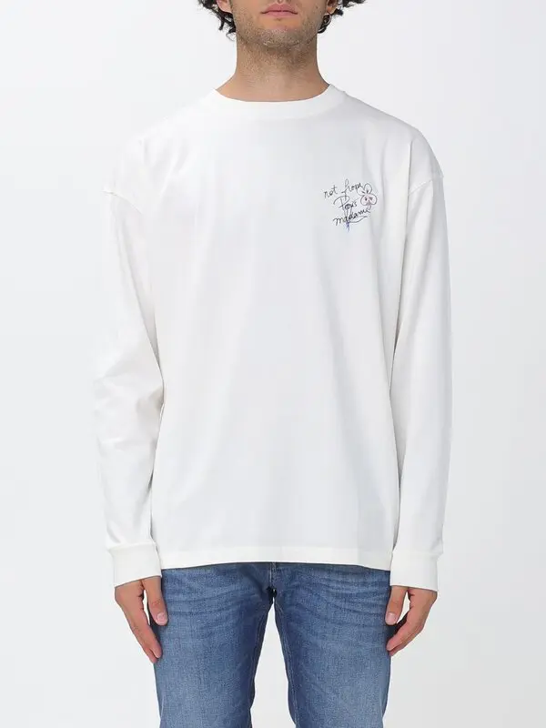 Drole De Monsieur Long-sleeved Cotton T-shirt With Logo And Slogan Print