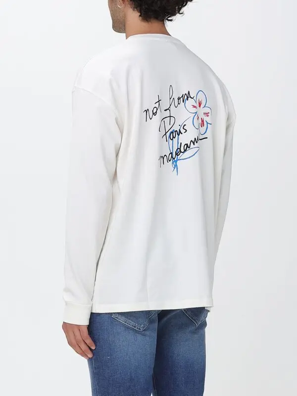 Drole De Monsieur Long-sleeved Cotton T-shirt With Logo And Slogan Print
