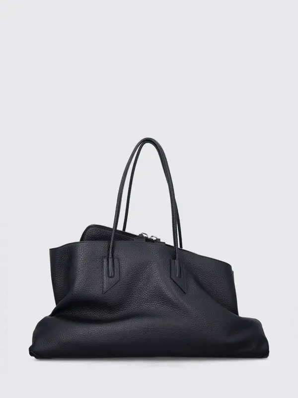 Attico La Passeggiata Hammered Calfskin Leather Shoulder Bag - Black