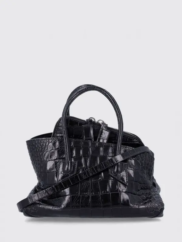 Attico La Passeggiata Crocodile-effect Leather Mini Handbag - Black