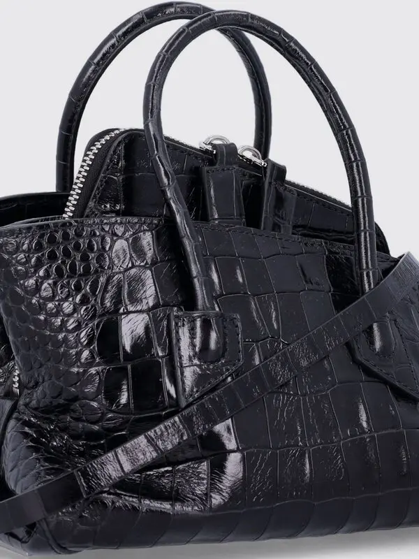 Attico La Passeggiata Crocodile-effect Leather Mini Handbag - Black