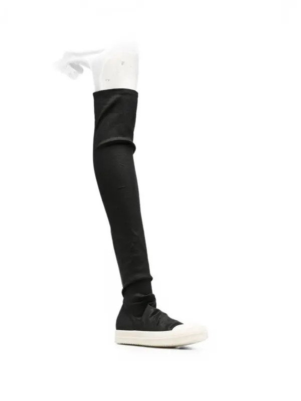 Rick Owens Over-the-knee Denim Boots - Black