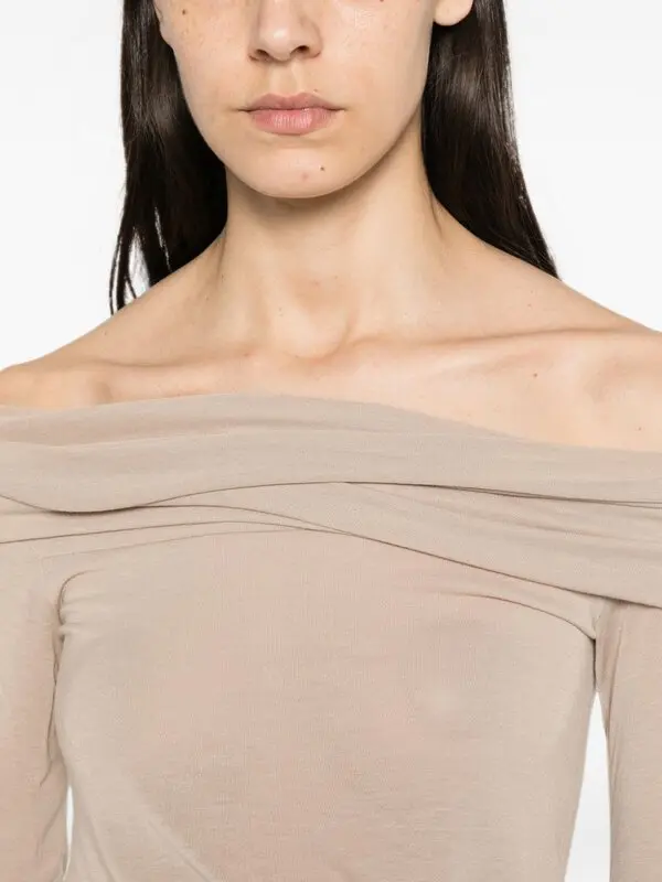 Rick Owens Off-shoulder Ruched Long Sleeve Top