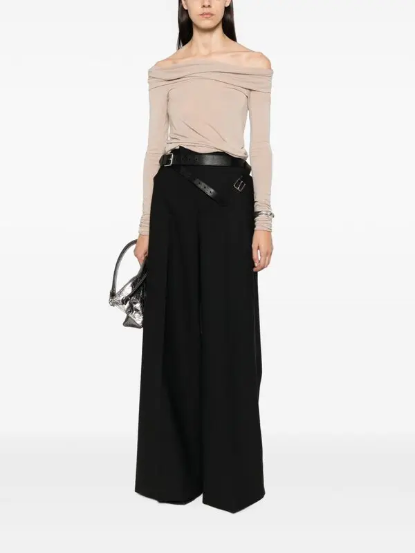 Rick Owens Off-shoulder Ruched Long Sleeve Top