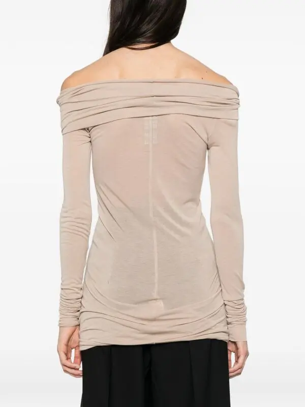 Rick Owens Off-shoulder Ruched Long Sleeve Top
