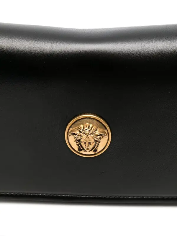 Versace Emblème Leather Mini Bag With Gold Tone Logo