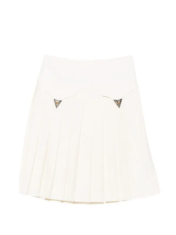 Versace Wool Midi Skirt With Pressed Creases And Belt Loops - White