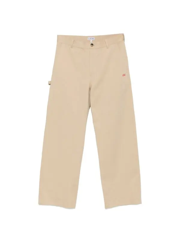 Loewe Cotton Wide-leg Trousers - Beige