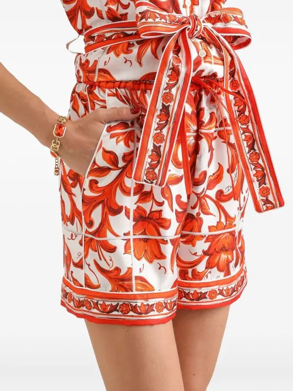 Dolce & Gabbana Maiolica Print Silk Shorts