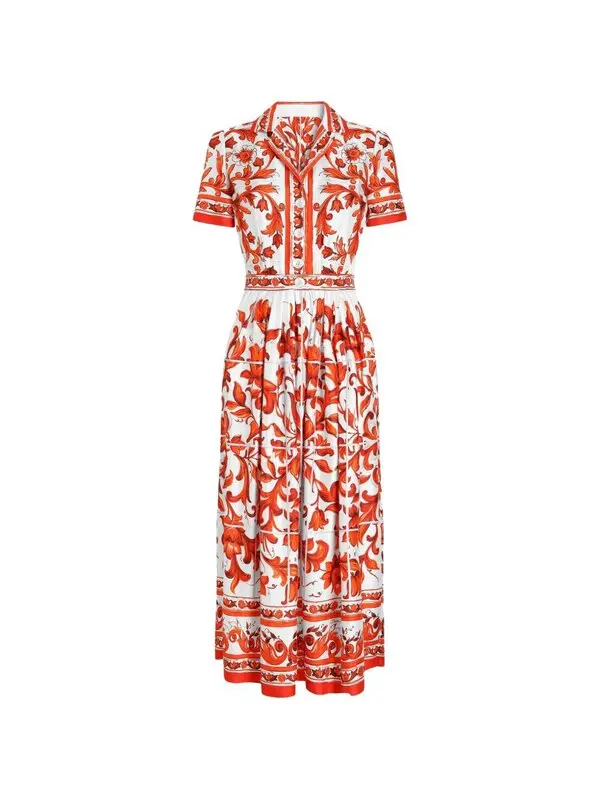 Dolce & Gabbana Maiolica Print Silk Maxi Dress
