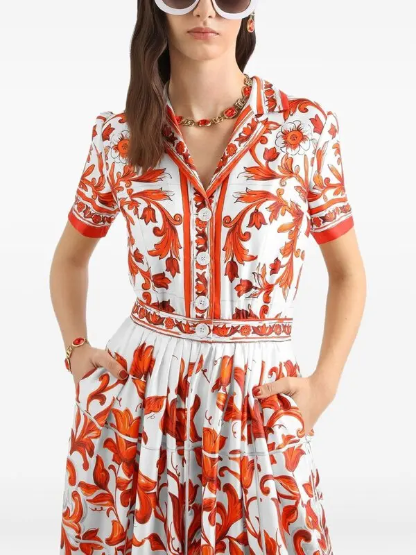 Dolce & Gabbana Maiolica Print Silk Maxi Dress