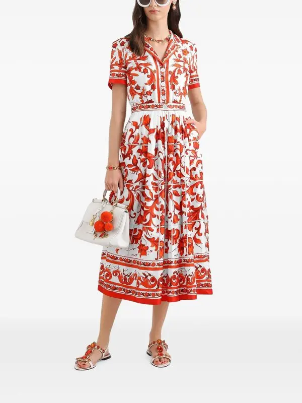 Dolce & Gabbana Maiolica Print Silk Maxi Dress