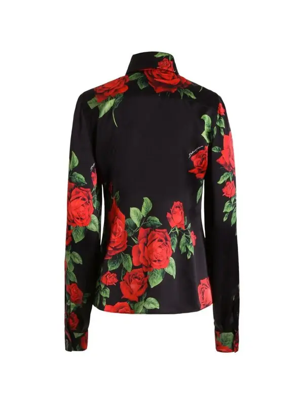 Dolce & Gabbana Rose Print Silk Shirt