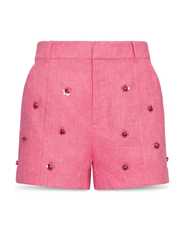 Cinq À Sept Linen & Cotton Wildflower Paillette Shorts