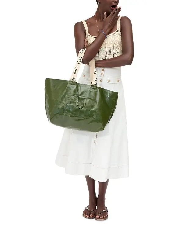 Clare V. Bateau Large Leather Tote