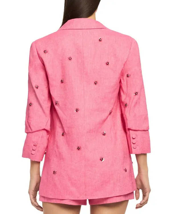 Cinq À Sept Linen & Cotton Wildflower Pailette Blazer - Azalea