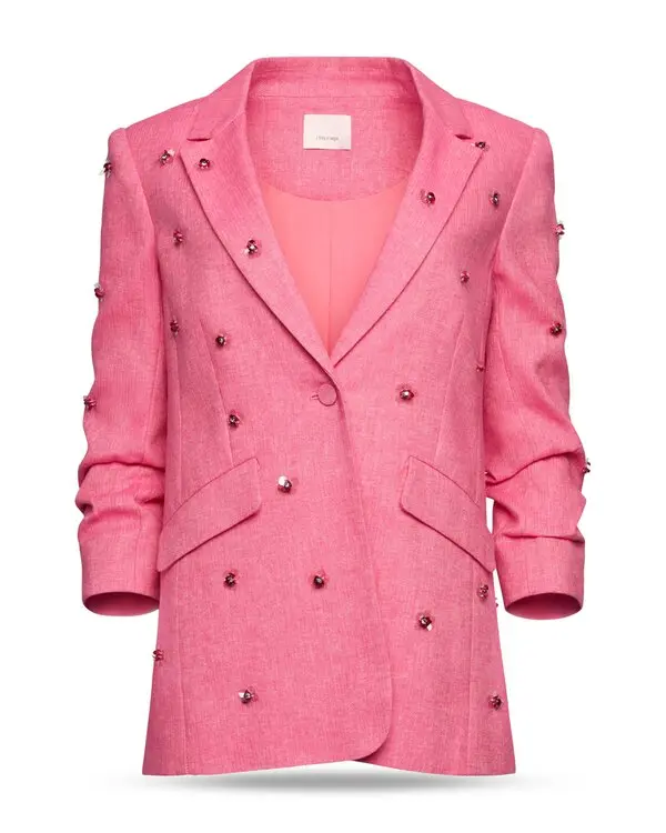 Cinq À Sept Linen & Cotton Wildflower Pailette Blazer - Azalea