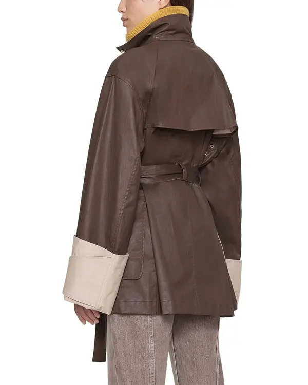 Ossou Asha Cotton Belted Snap Front Coat