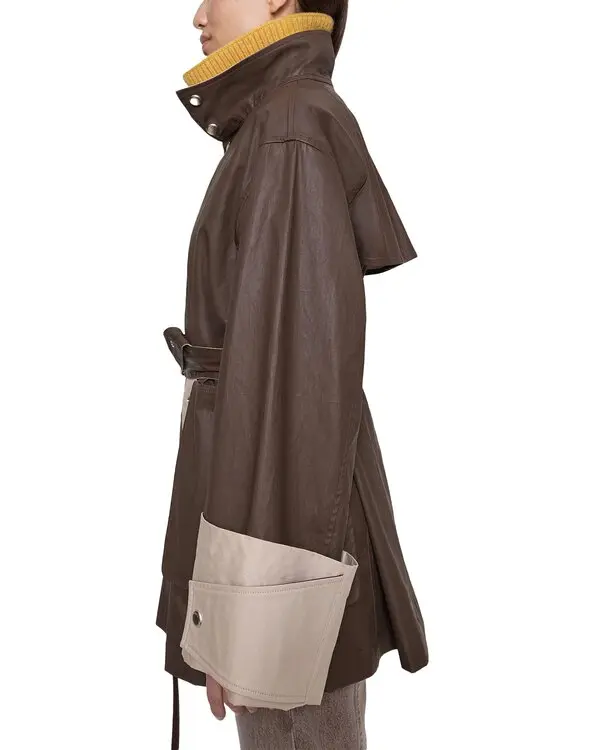 Ossou Asha Cotton Belted Snap Front Coat