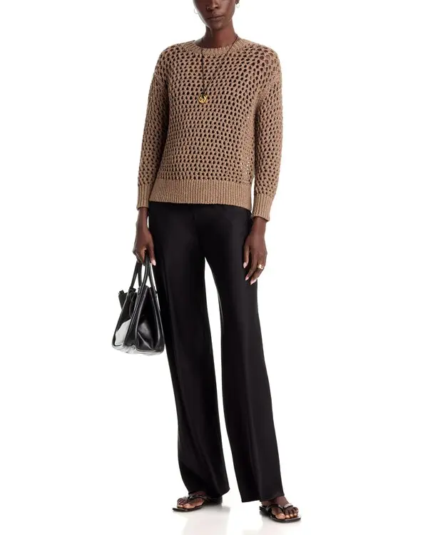 Lafayette 148 New York Cotton Open Knit Crewneck Sweater