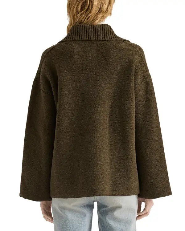 Proenza Schouler White Label Nelly Merino Wool Collared Sweater Jacket