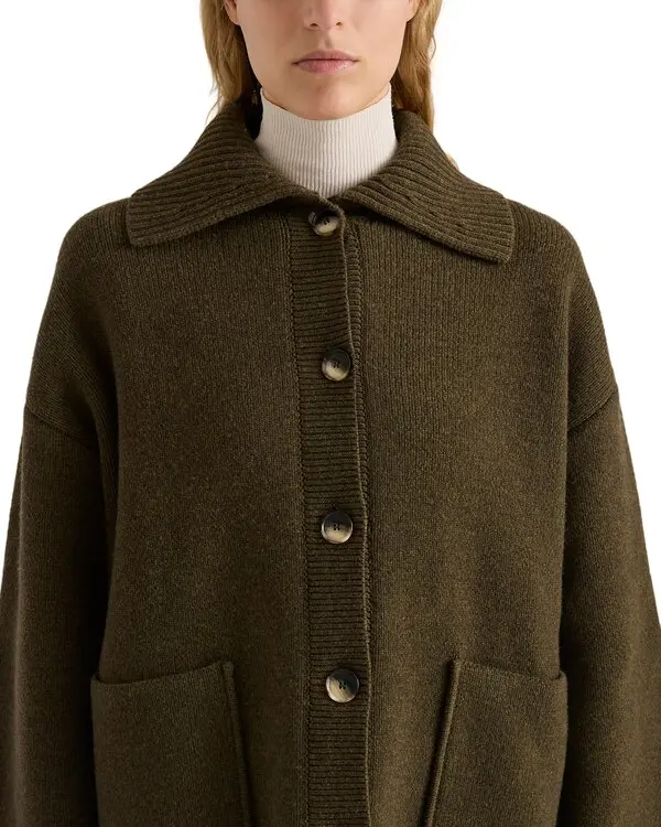 Proenza Schouler White Label Nelly Merino Wool Collared Sweater Jacket