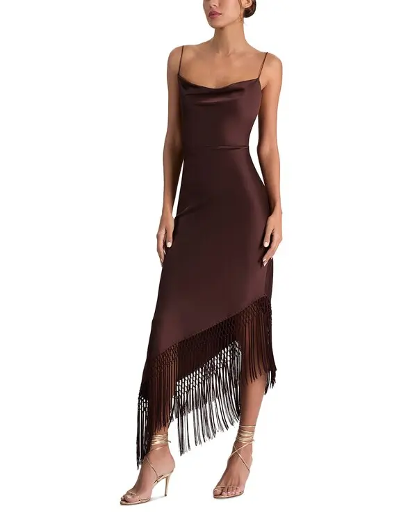Alice + Olivia Harmony Fringe Trim Slip Dress