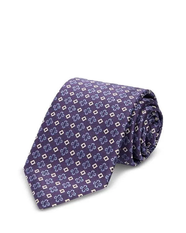 Canali Silk Classic Flower Square Tie - Purple