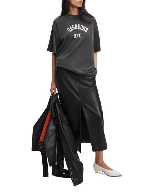Rag & Bone University Alex Cotton Logo Tee - Black