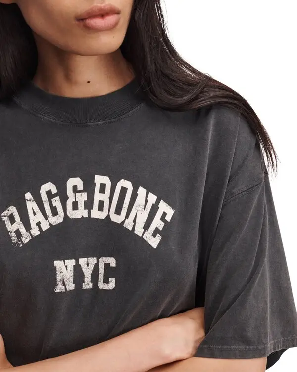 Rag & Bone University Alex Cotton Logo Tee - Black