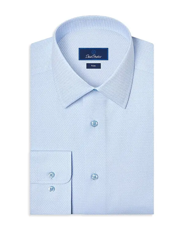 David Donahue Trim Fit Dobby Solid Dress Shirt - Sky