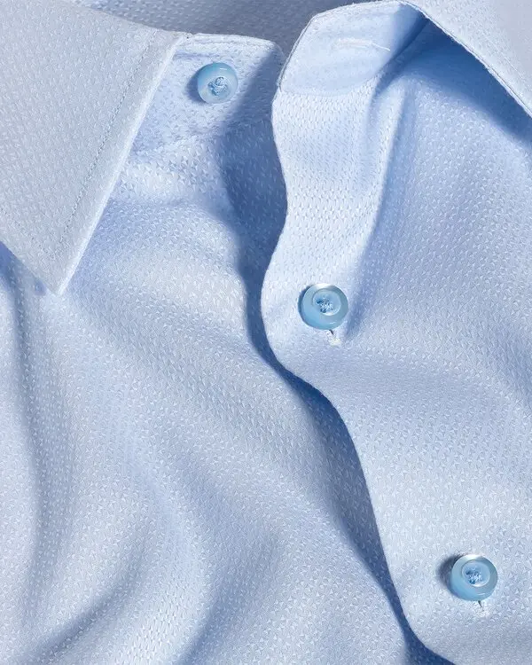 David Donahue Trim Fit Dobby Solid Dress Shirt - Sky