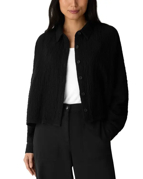 Eileen Fisher Cropped Classic Collar Dolman Sleeve Jacket