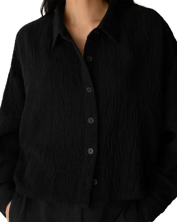 Eileen Fisher Cropped Classic Collar Dolman Sleeve Jacket