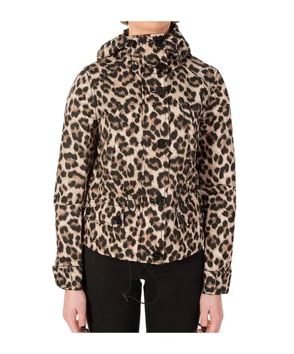 Michael Kors Leopard Print Hooded Coat