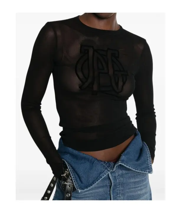 JEAN PAUL GAULTIER Long Sleeve Graphic Top - Black