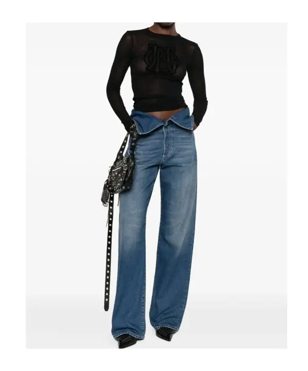 JEAN PAUL GAULTIER Long Sleeve Graphic Top - Black
