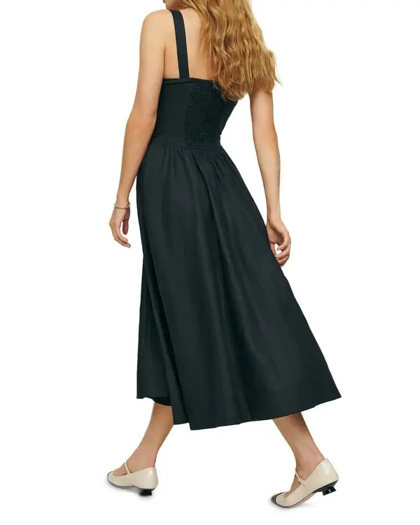REFORMATION Linen Midi Dress - Black