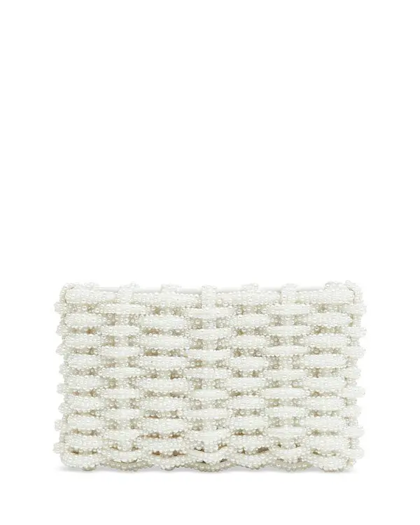 Simkhai Embellished Woven Clutch - Pearl