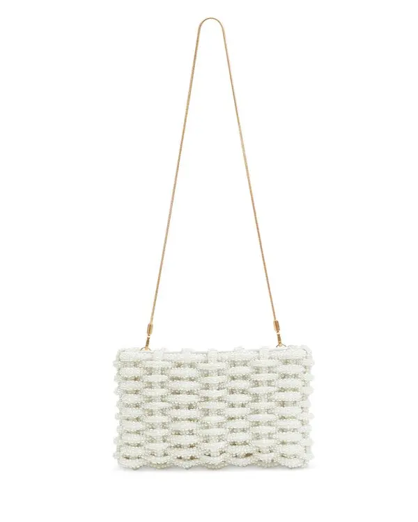 Simkhai Embellished Woven Clutch - Pearl