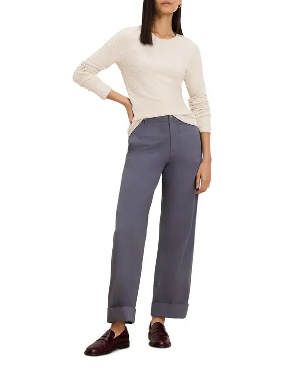 NIC+ZOE Crinkle Knit Long Sleeve Top - Coconut
