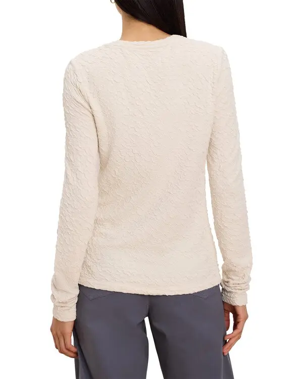 NIC+ZOE Crinkle Knit Long Sleeve Top - Coconut