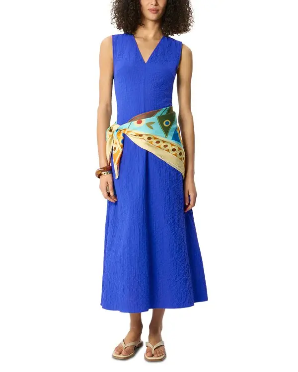 Whistles Textured V-neck Midi Dress