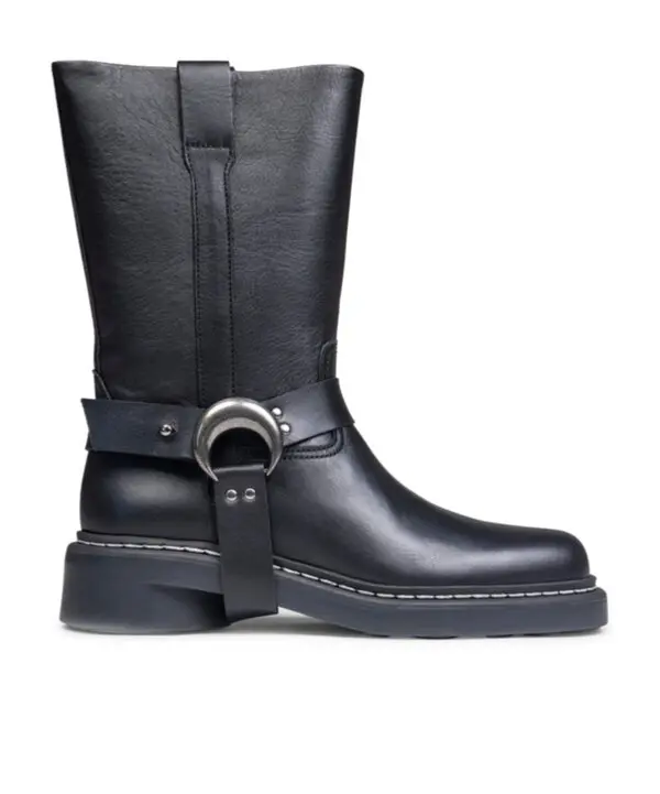 MARINE SERRE Logo Plaque Round Toe Boots