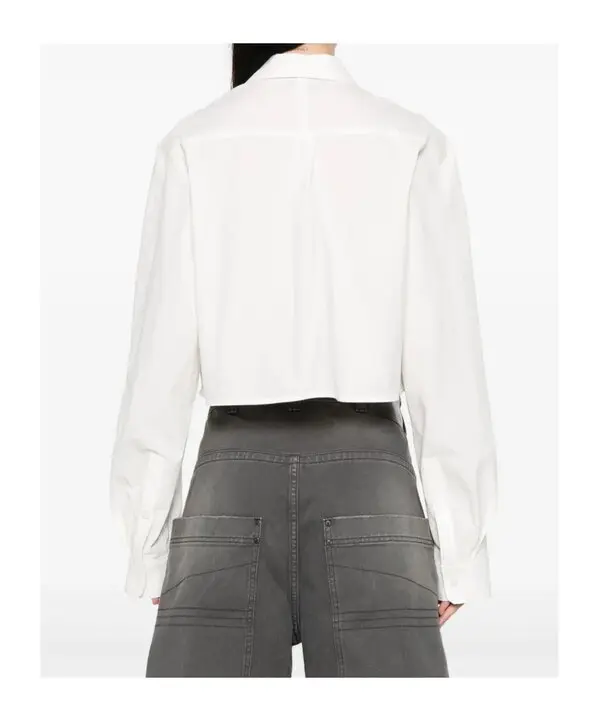 LOW CLASSIC Cropped Shirt With Button-down Collar And Buckle Cuffs