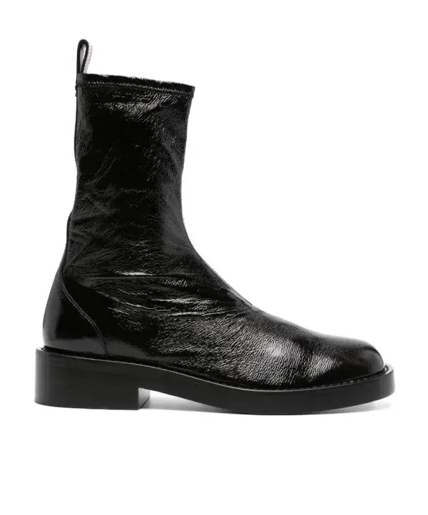 COURREGES Logo Plaque Cracked Finish Boots