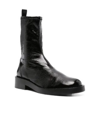COURREGES Logo Plaque Cracked Finish Boots