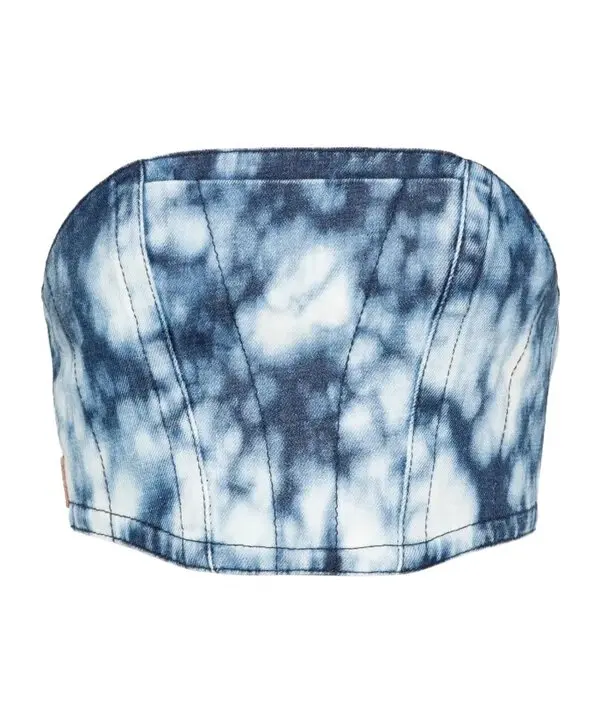 Palm Angels Washed Denim Cropped Corset
